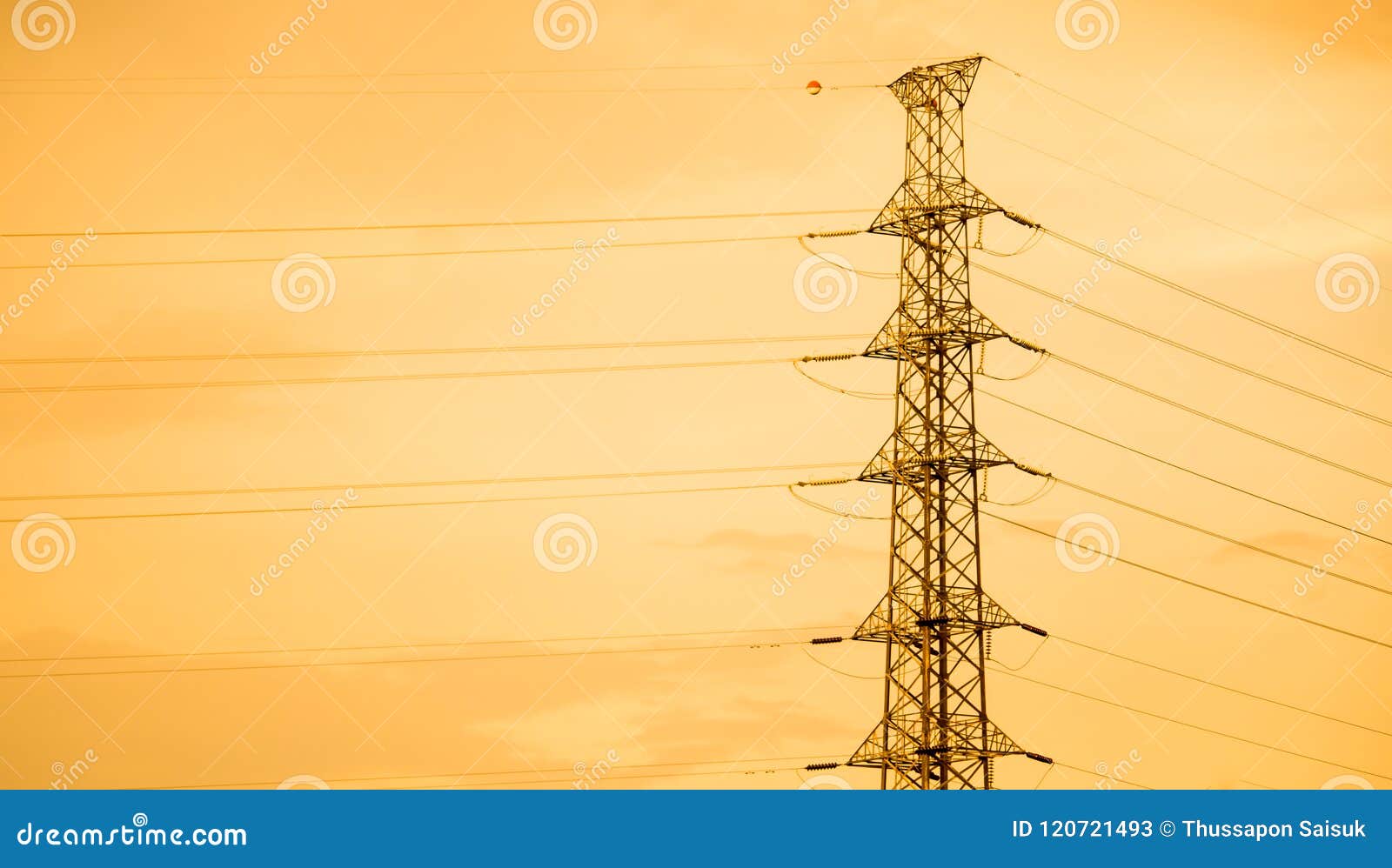 Electric Post and Sunset Background. Stock Image - Image of post ...