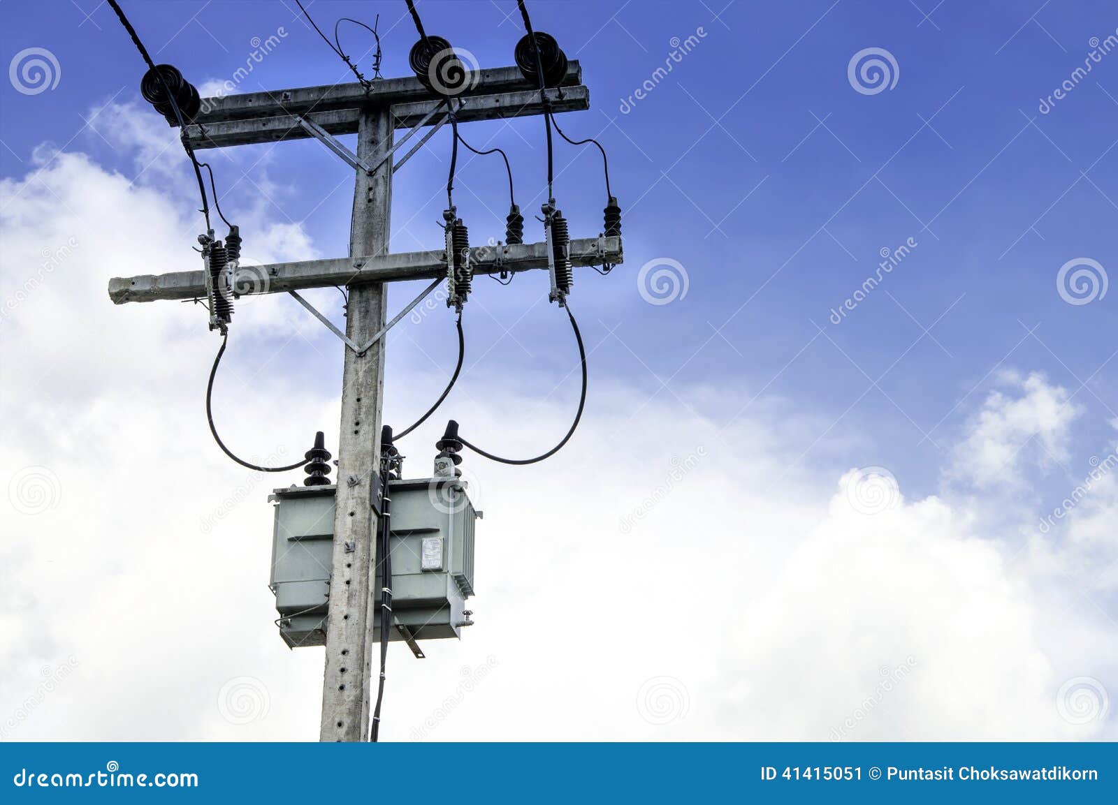 Electric Post and Transformer Stock Image - Image of electric, pylon ...