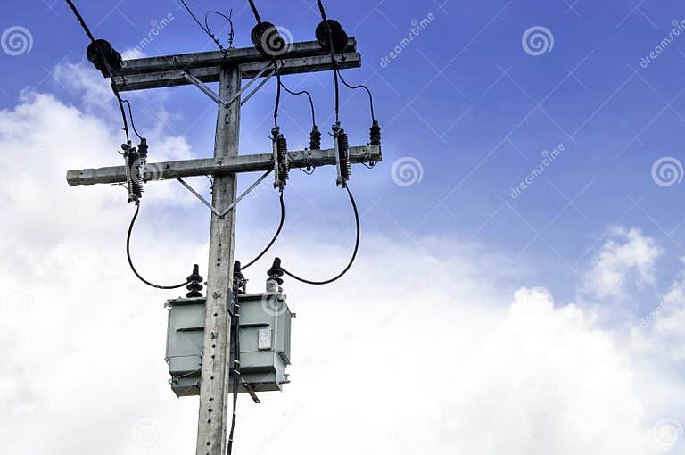 Electric Post and Transformer Stock Image - Image of electric, pylon ...