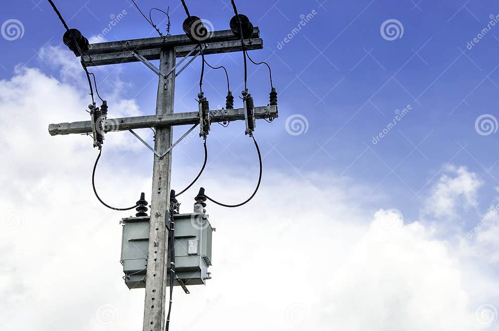 Electric Post and Transformer Stock Image - Image of electric, pylon ...