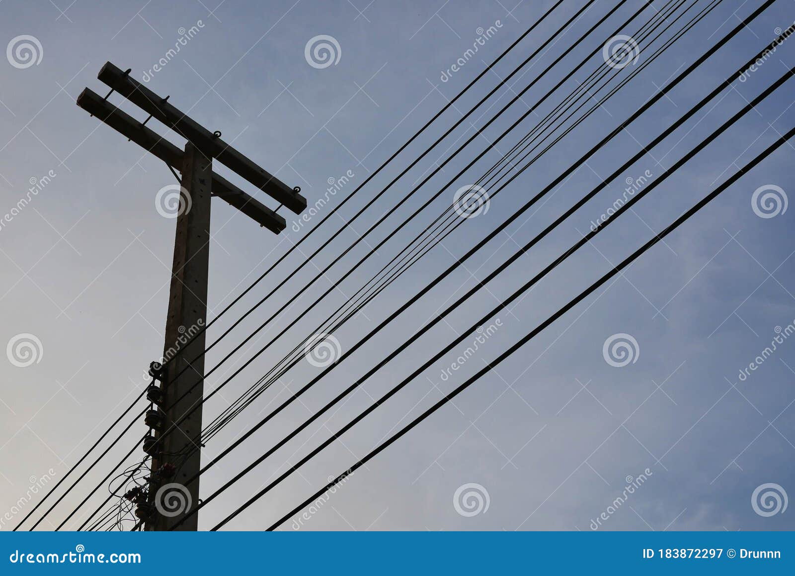 Electric Post and Wire,Silhouette Scene Stock Image - Image of connect ...