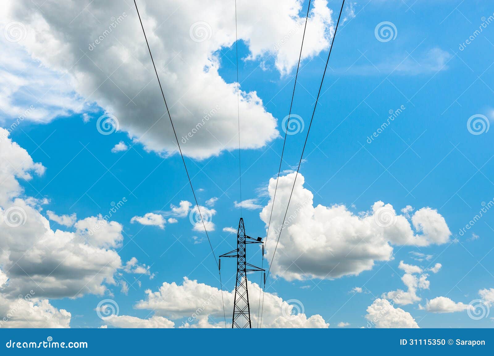 Electric power on blue sky stock photo. Image of light - 31115350
