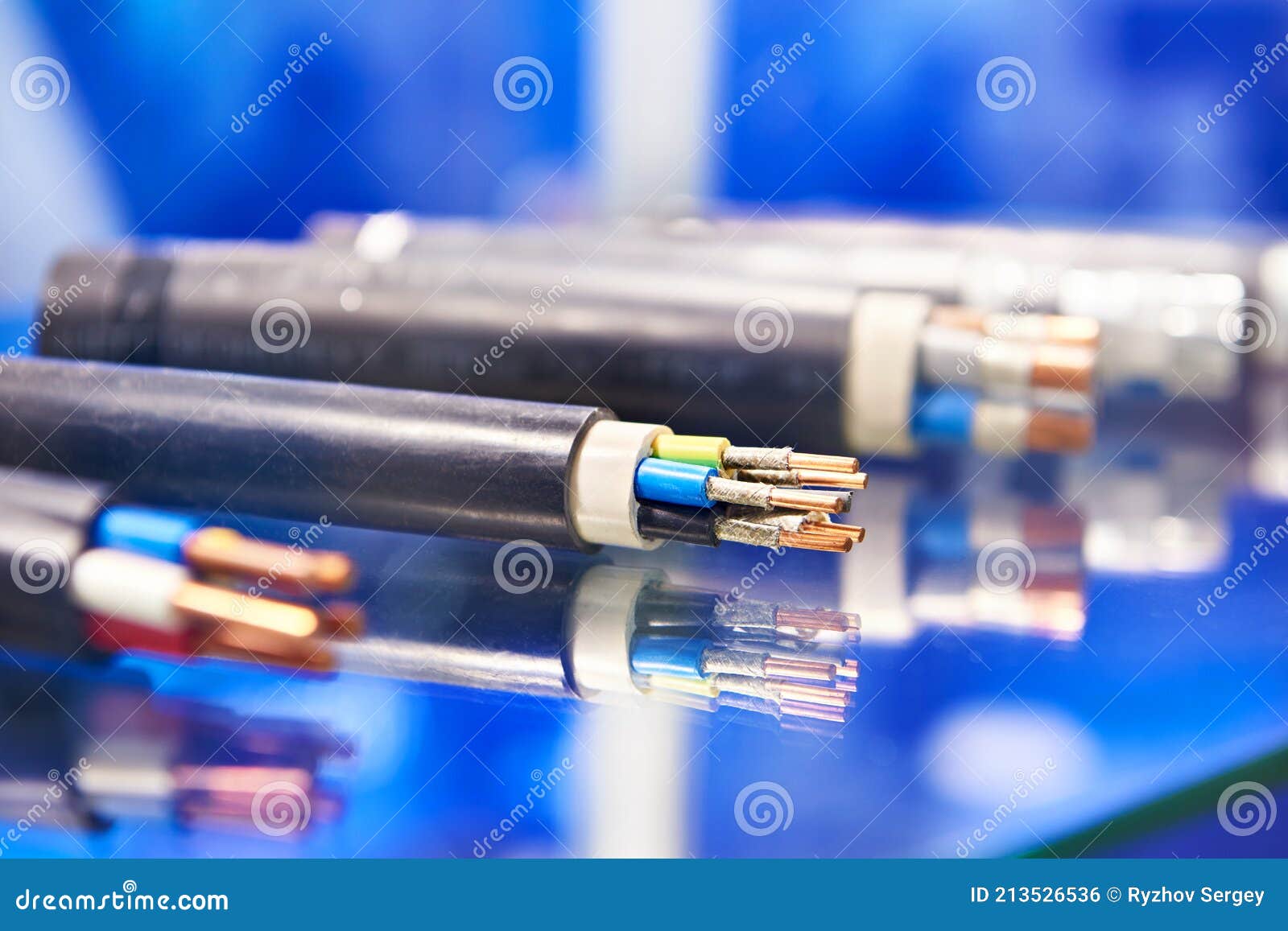 Electric Power Cable in Cut Cross Section Stock Photo - Image of ...