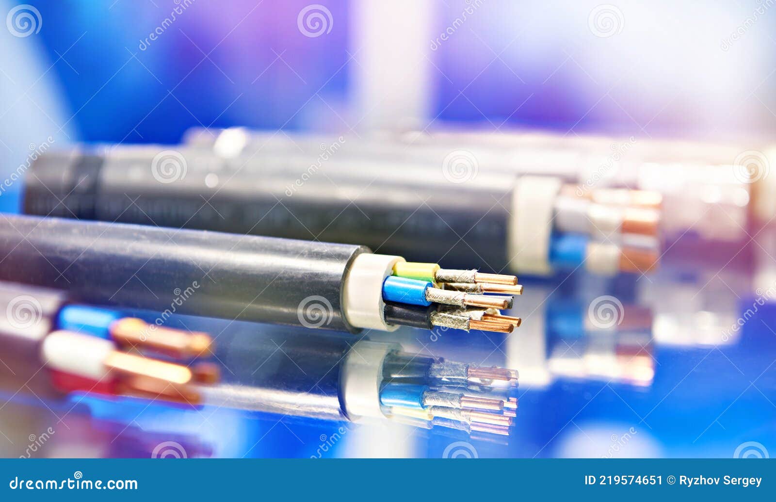 Electric Power Cable in Cut Cross Section Stock Image - Image of ...
