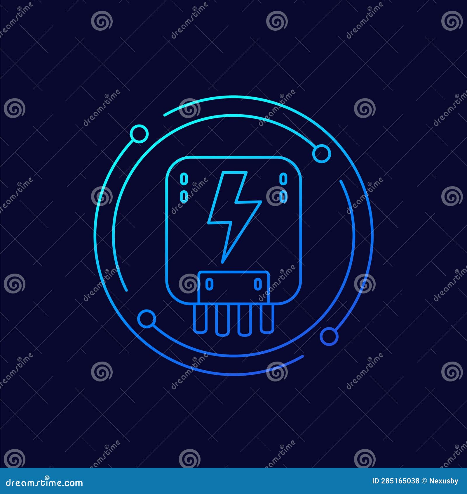 Electric Power Control Box Icon, Linear Design Stock Vector ...