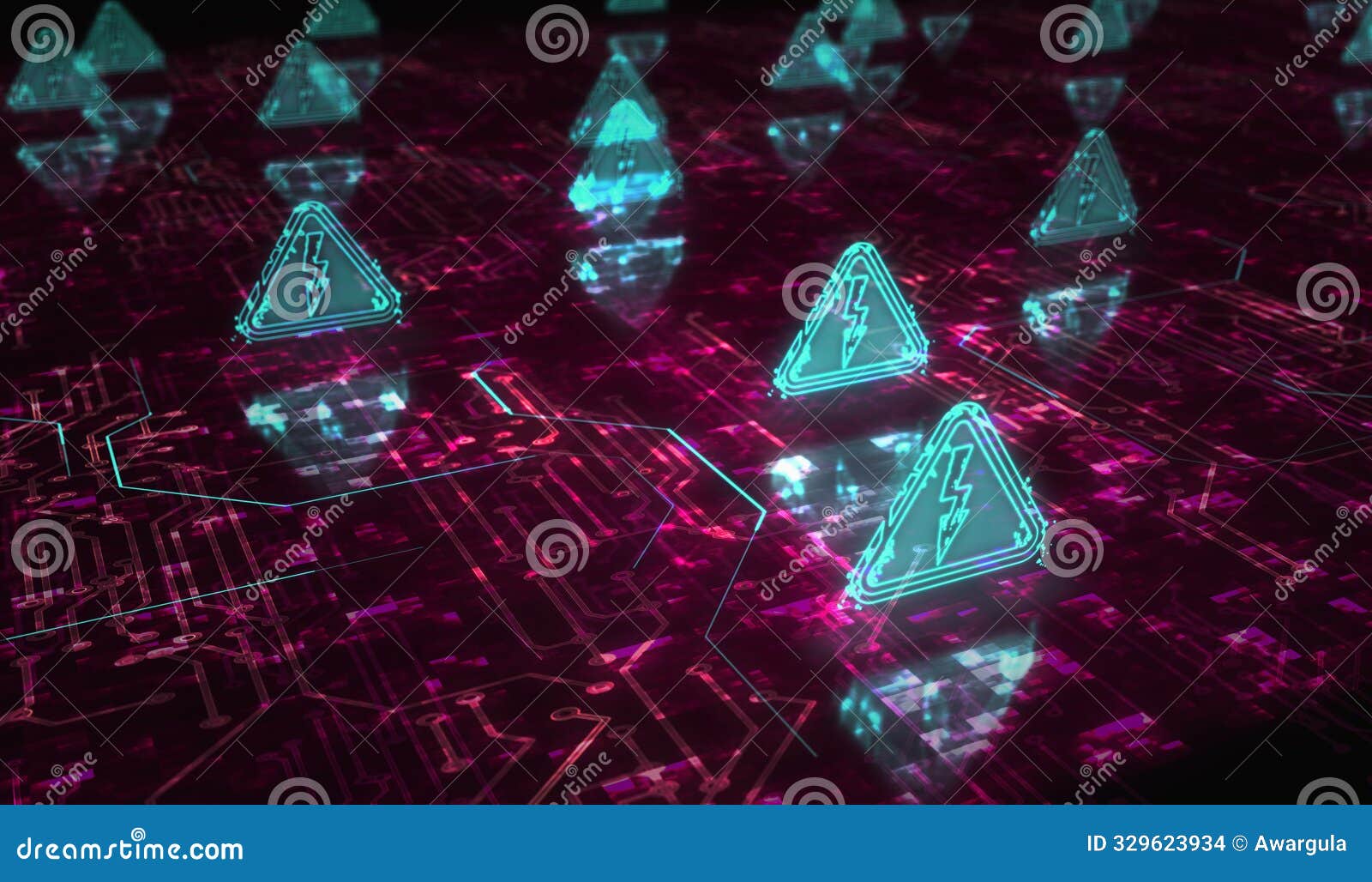 Electric Power Danger Warning Symbol Digital 3d Illustration Stock ...