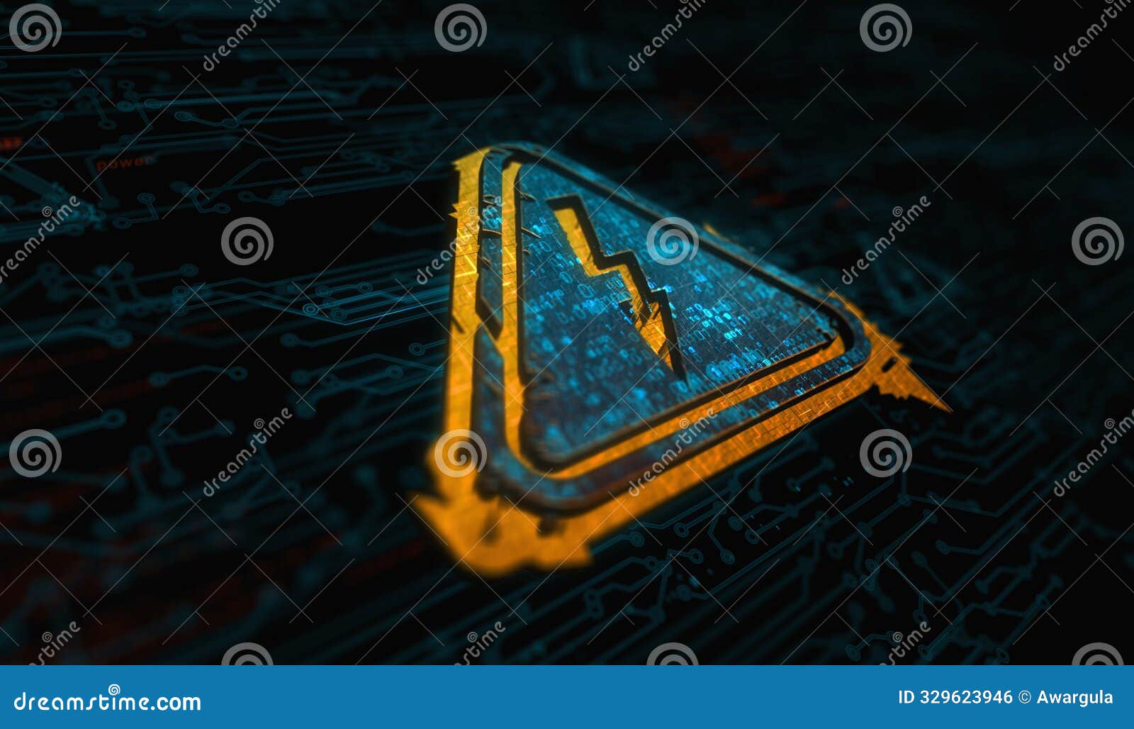 Electric Power Danger Warning Symbol Digital 3d Illustration Stock ...