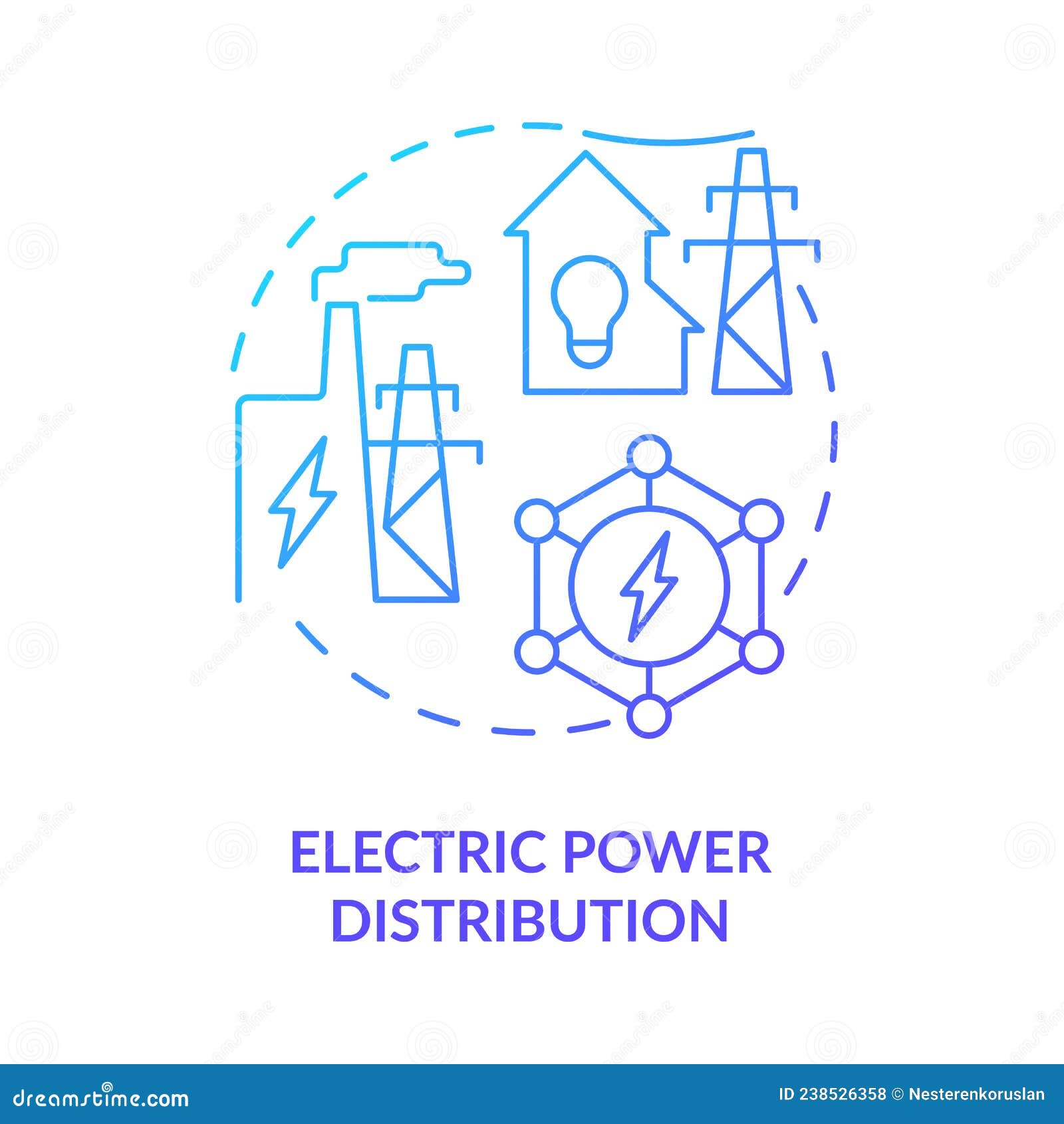 Electric Power Distribution Blue Gradient Concept Icon Stock Vector ...
