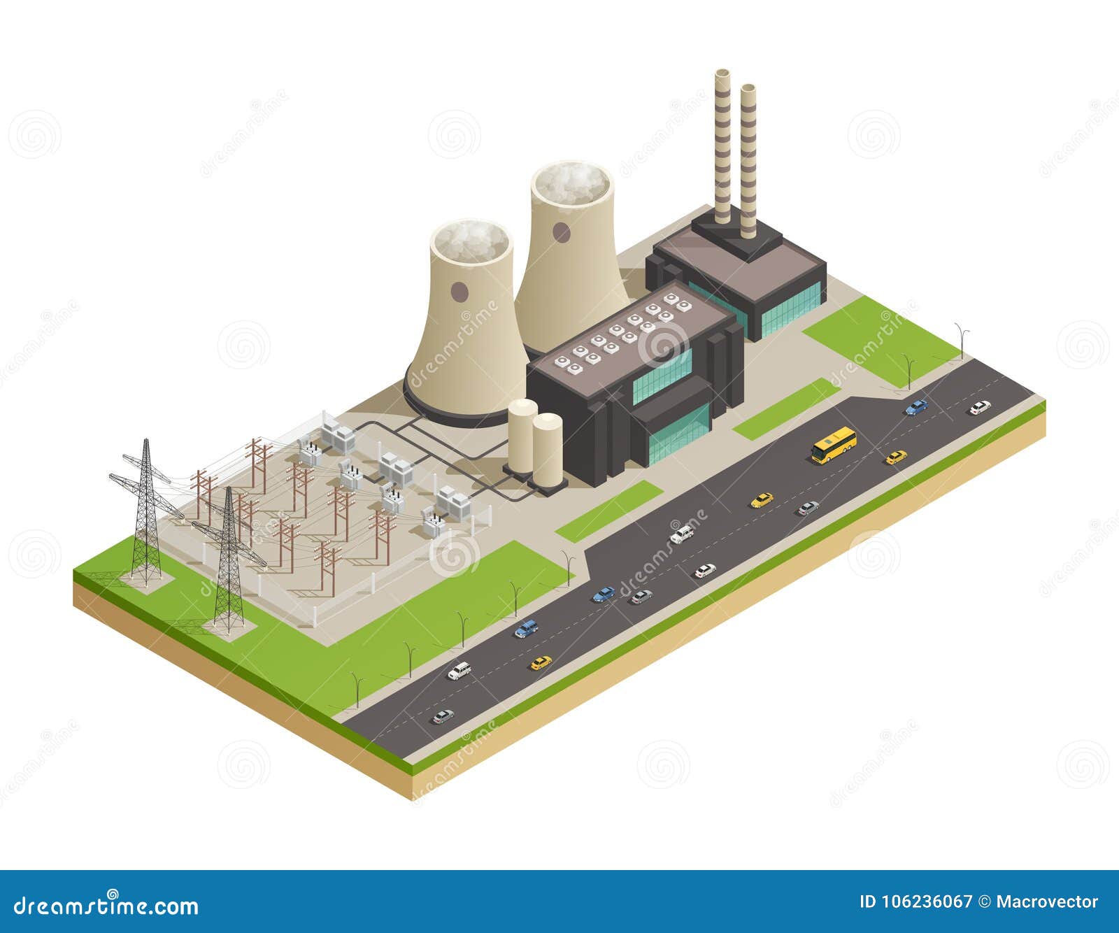 Electric Power Generators Isometric Composition Stock Vector ...