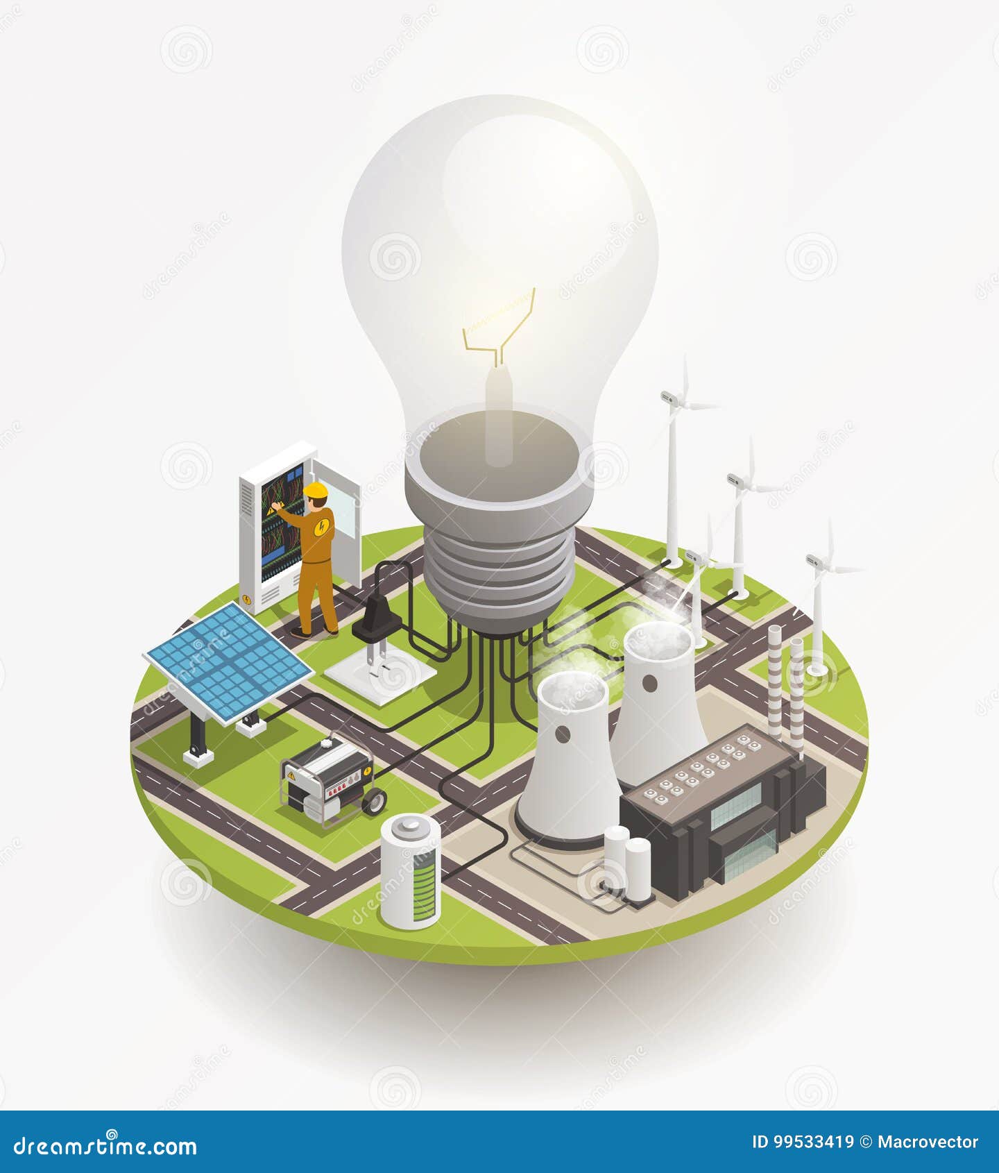 Electric Power Isometric Composition Icon Stock Vector - Illustration ...