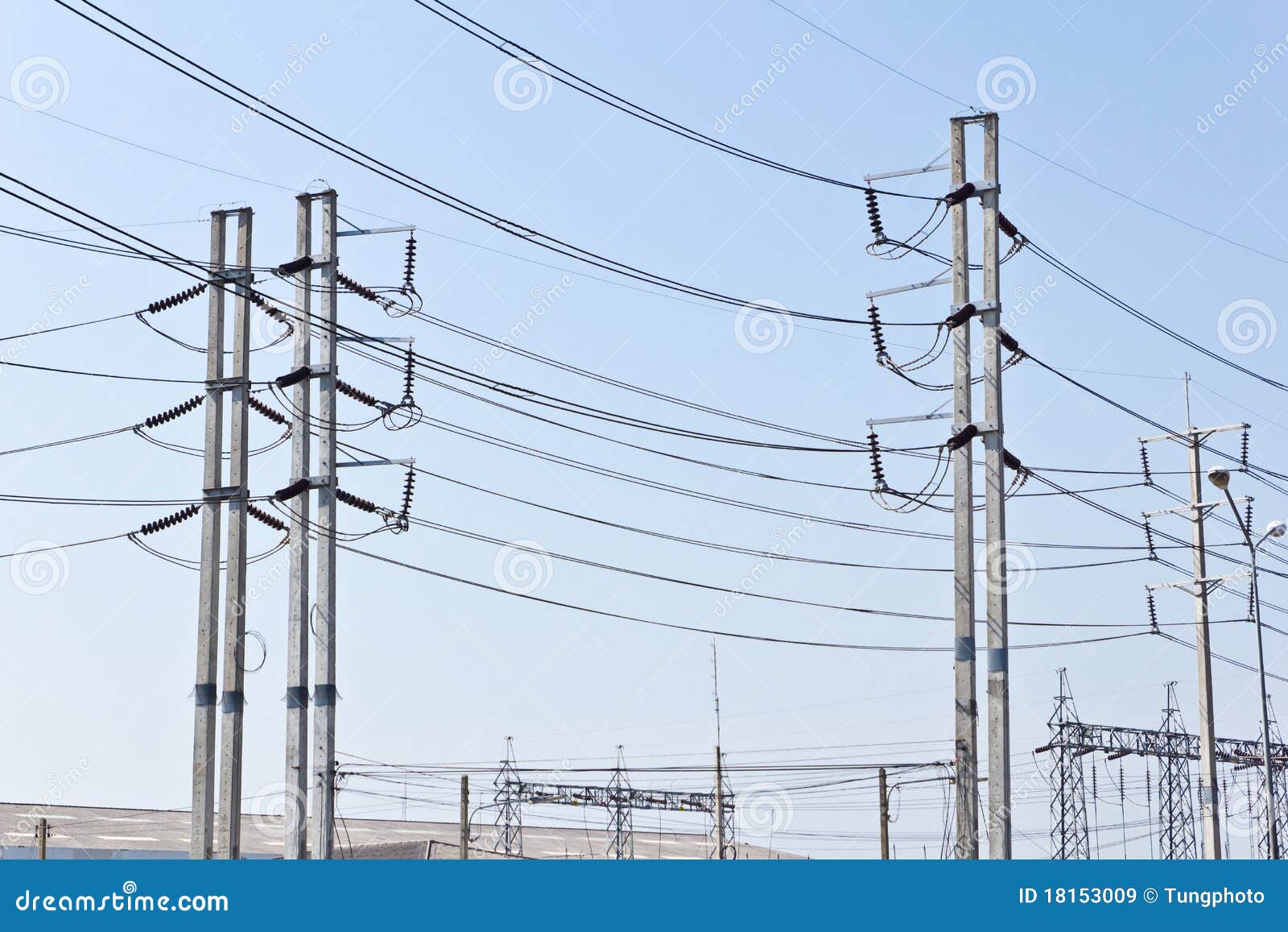 Electric power line stock image. Image of distribution - 18153009