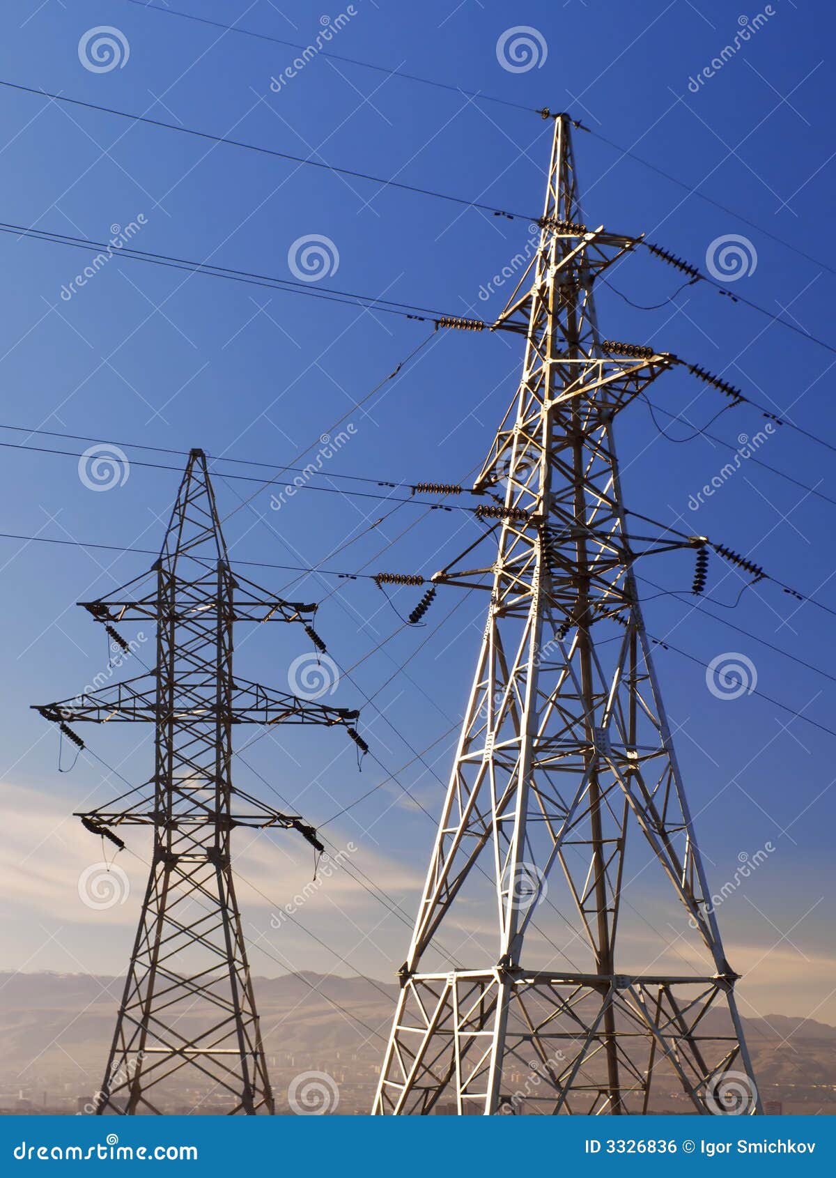 Electric power line stock photo. Image of industrial, blues - 3326836