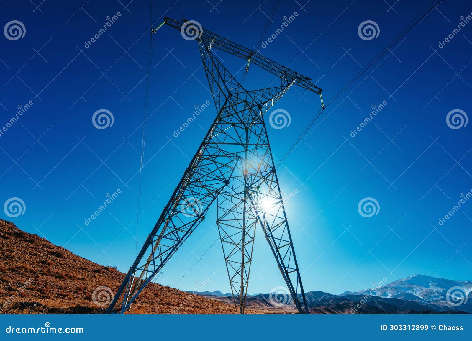 Electric Power Line on Mountains Background Stock Image - Image of post ...