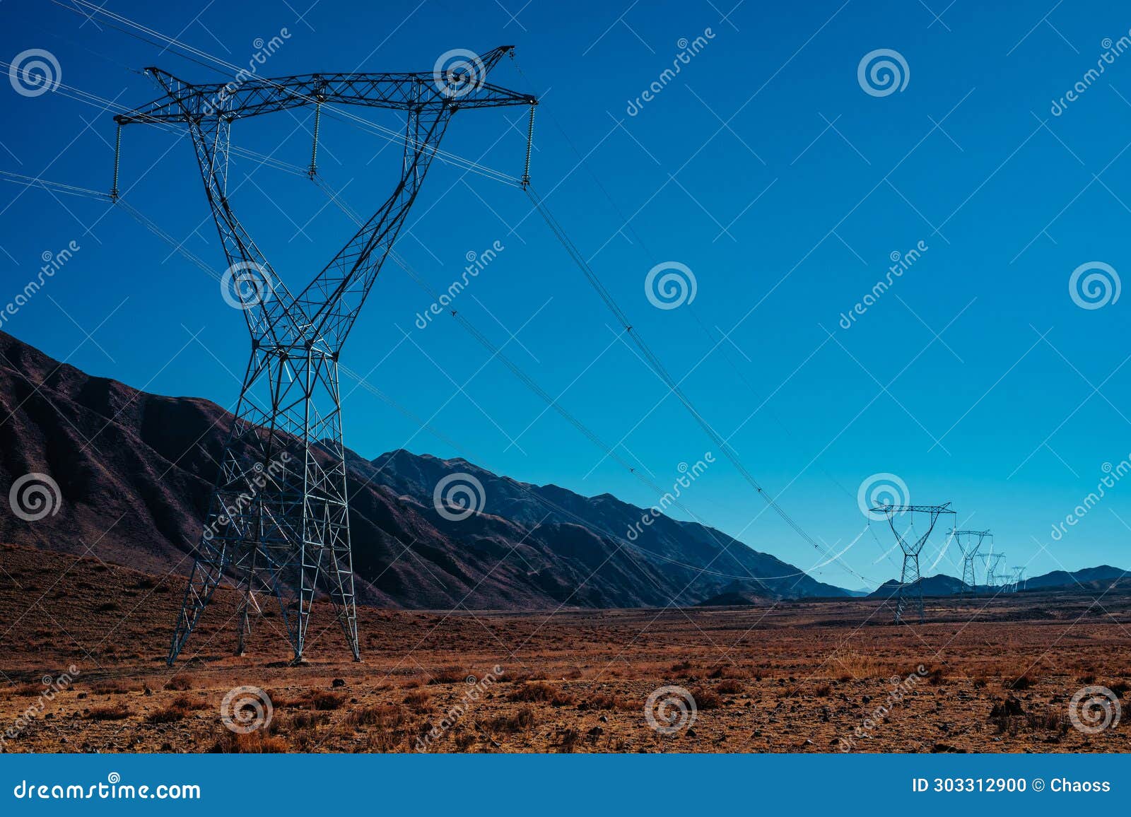 Electric Power Line on Mountains Background Stock Photo - Image of ...