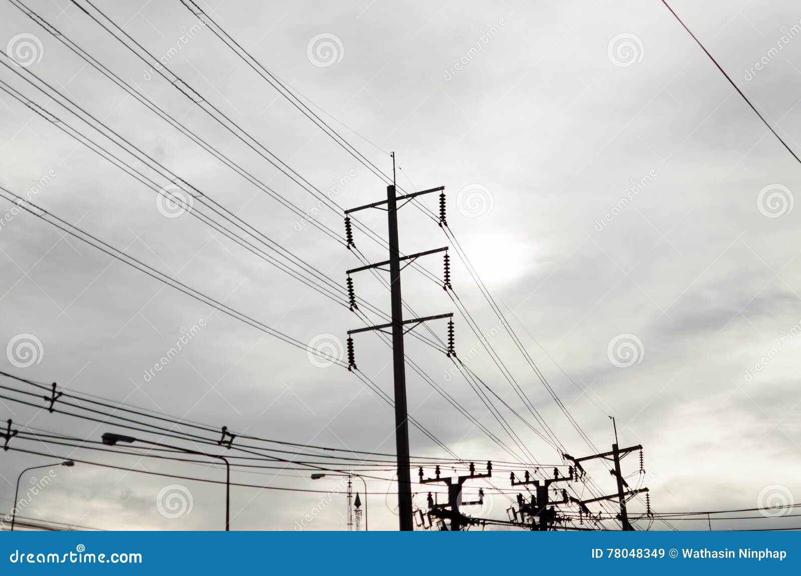 Electric power line pole stock image. Image of industrial - 78048349