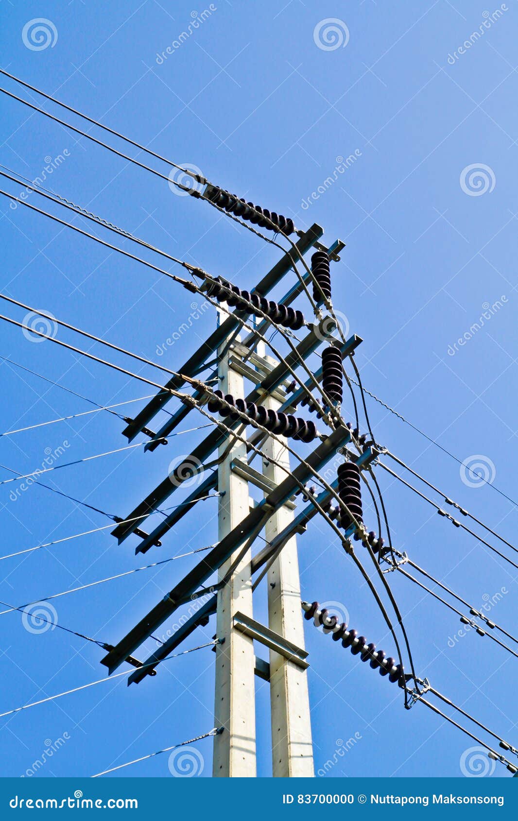 Electric power line pole stock photo. Image of electrical - 83700000