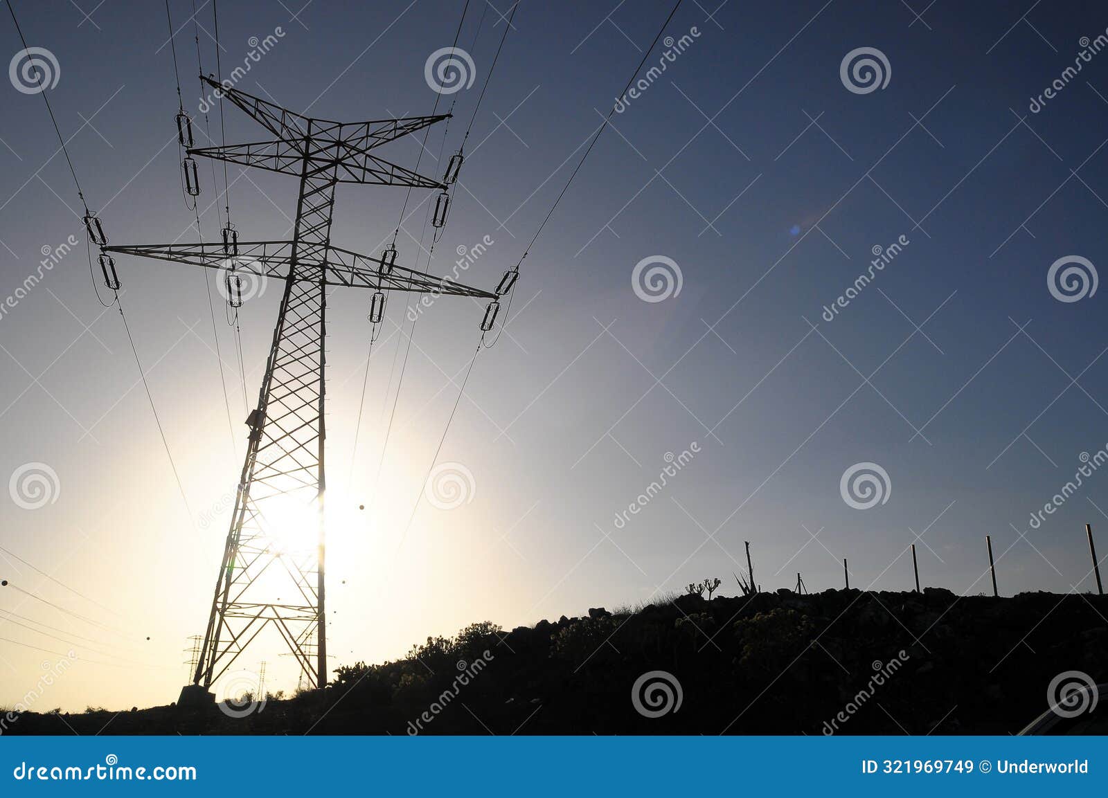 Electric Power Line Pylon stock image. Image of distribution - 321969749