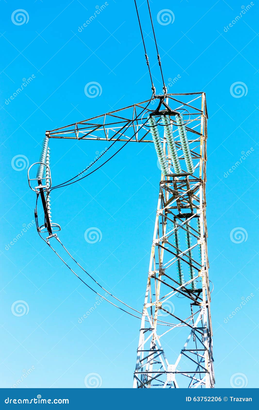 Electric Power Line Tower Close-up Stock Photo - Image of energy, metal ...