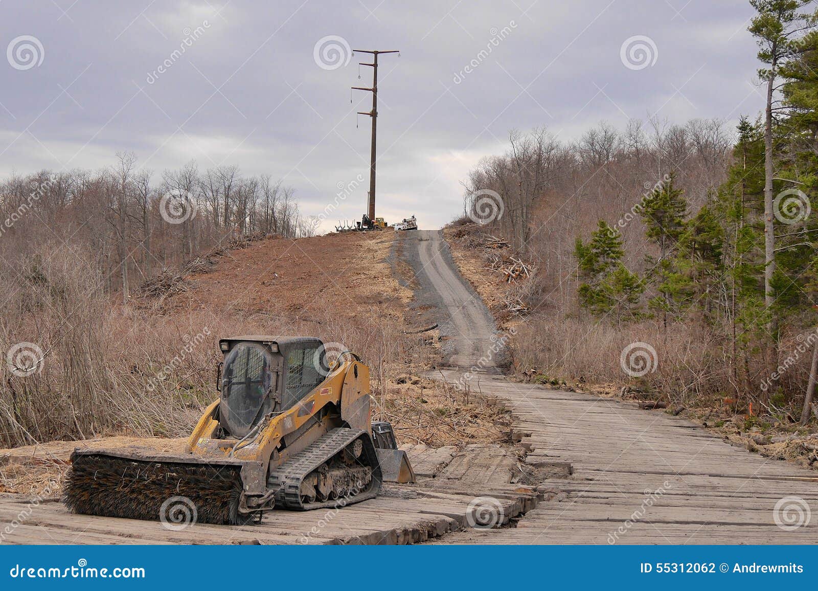 Electric Power Line Under Construction Stock Photo - Image of powerline ...