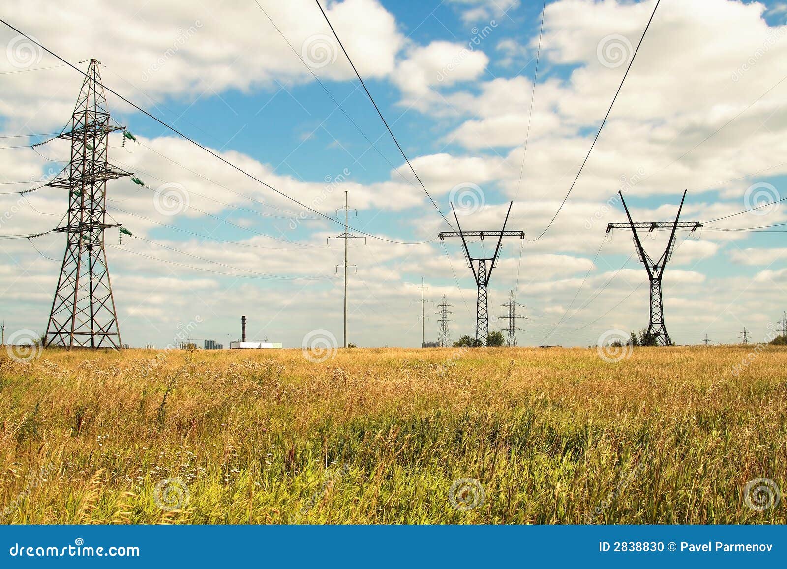 Electric power lines stock photo. Image of cable, yellow - 2838830