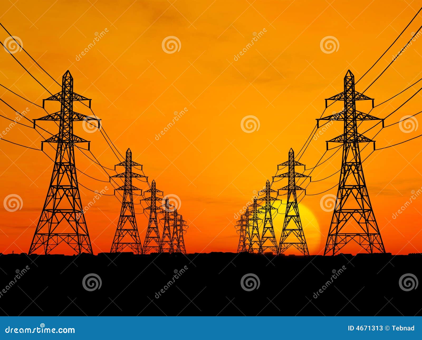Electric power lines stock image. Image of metallic, horizon - 4671313