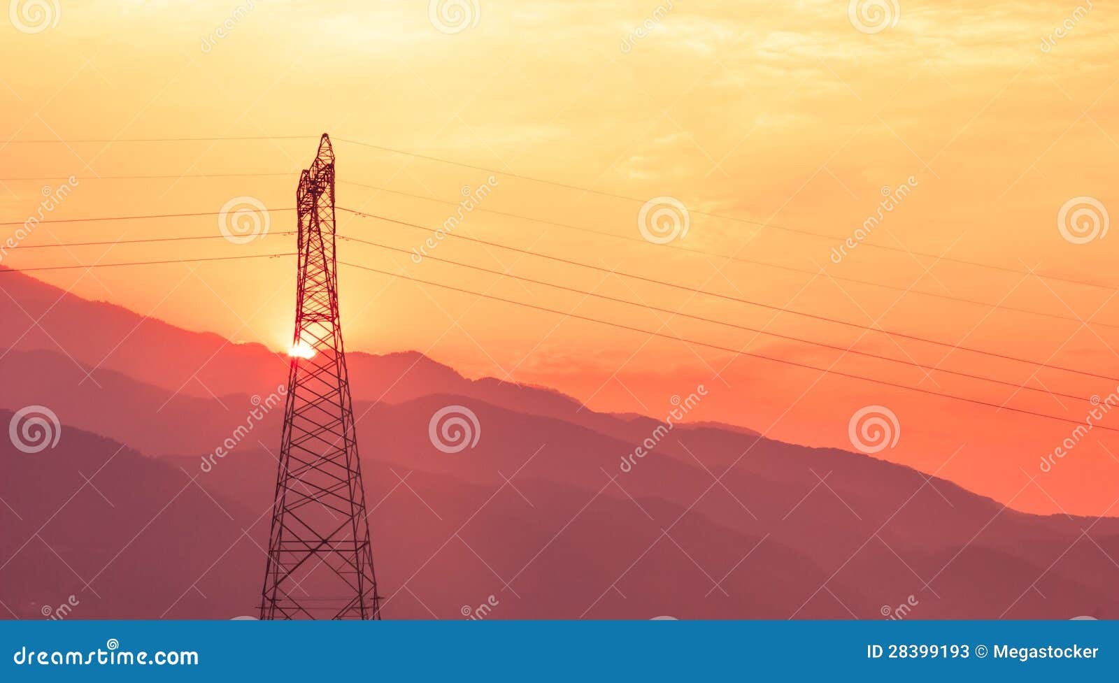 Electric Power Lines at Sunset Stock Image - Image of grid, power: 28399193
