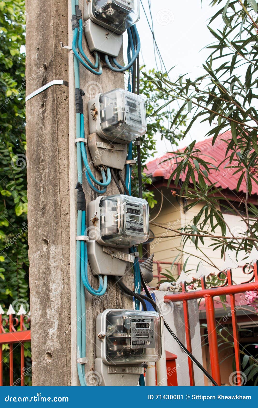 Electric Power Meter in Thailand Stock Image - Image of group, energy ...