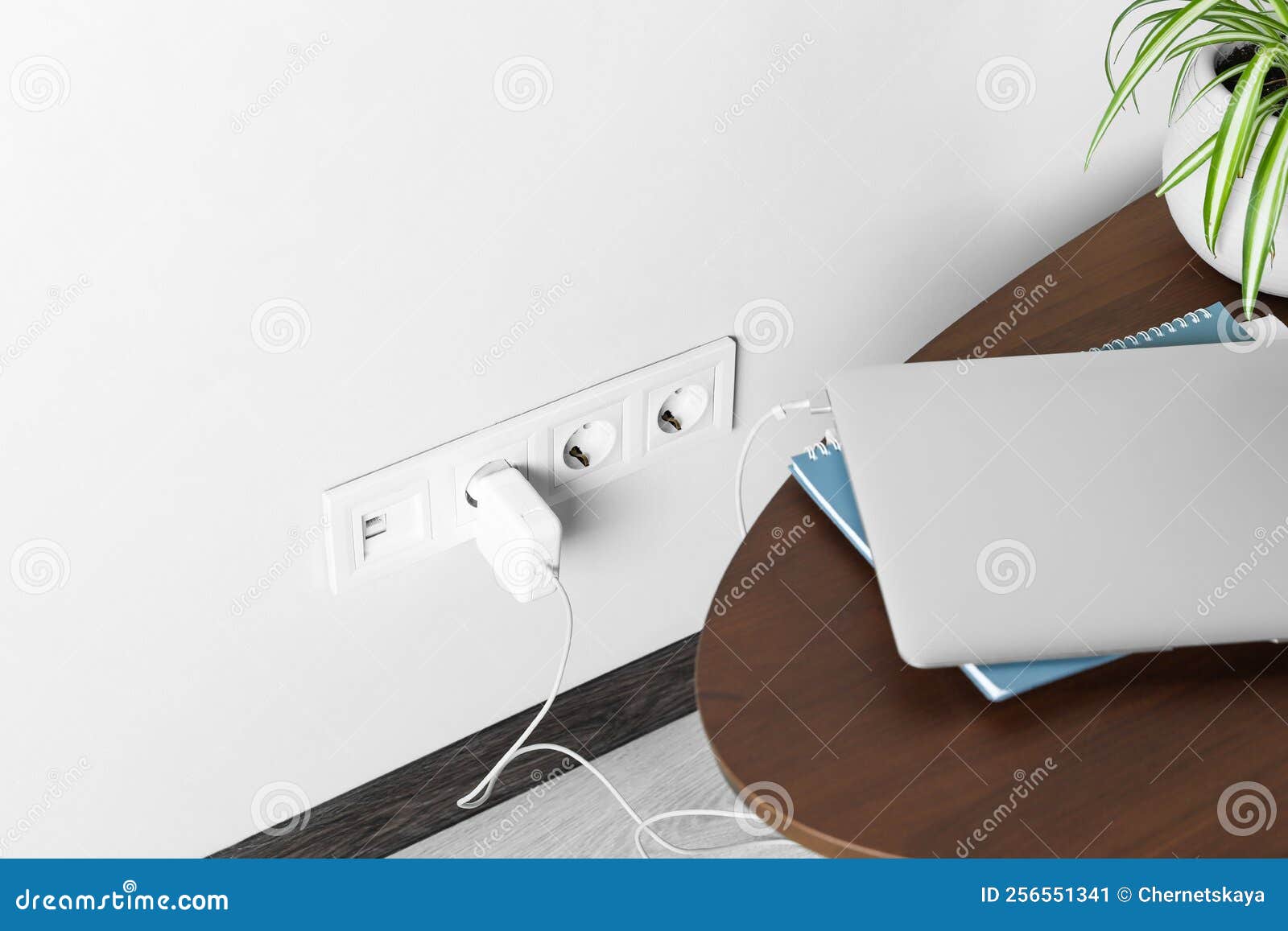 Electric Power Outlet Sockets with Charger on White Wall Stock Image ...