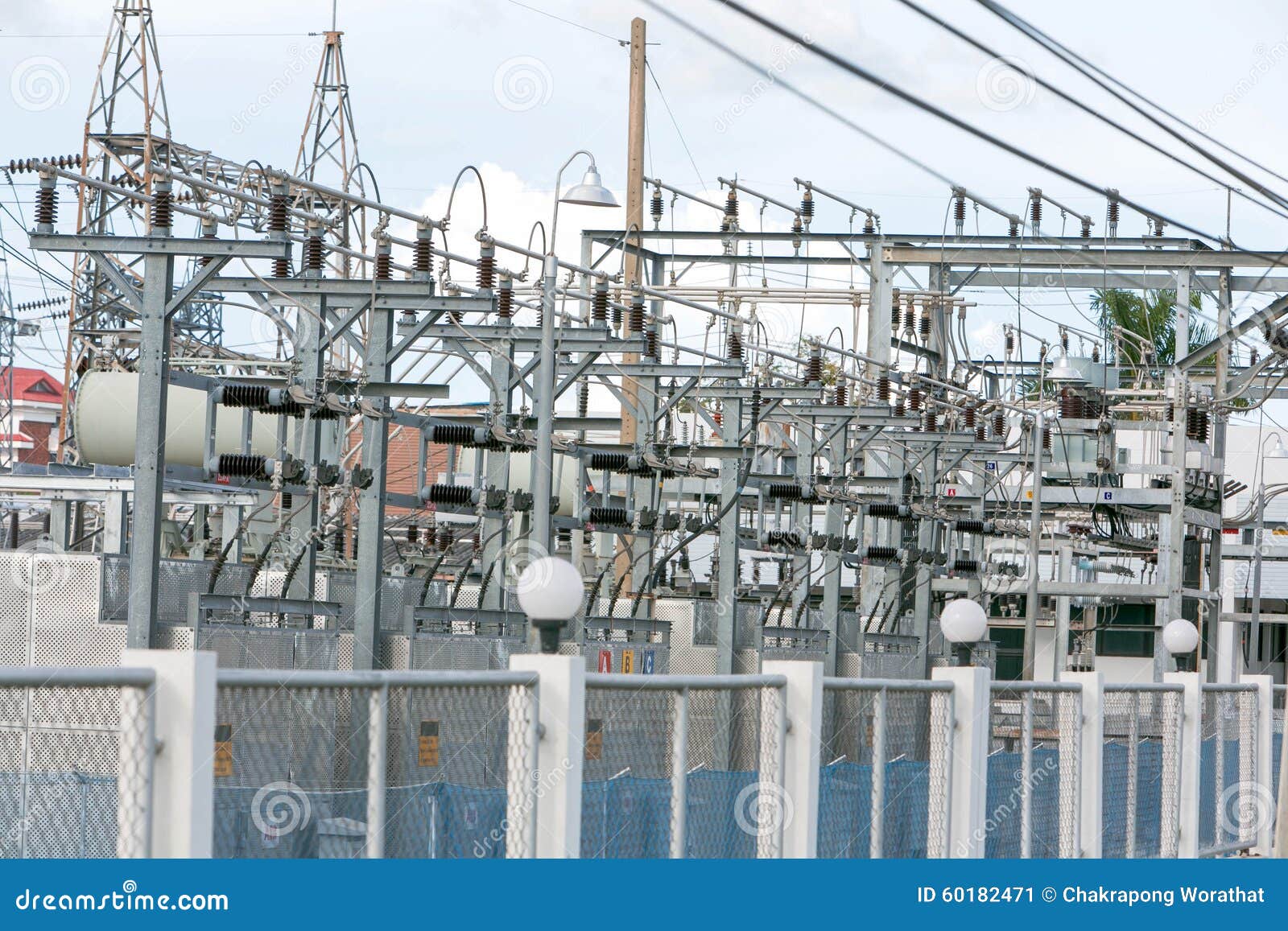 Electric Power-plant Transformer Station Area. Stock Image - Image of ...