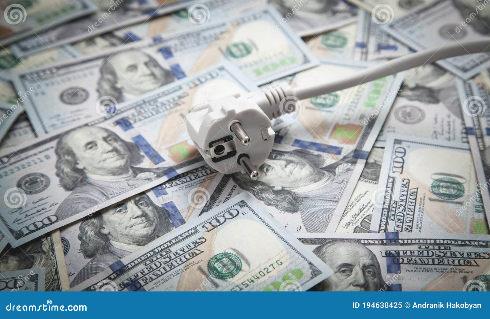Electric Power Plug on Dollar Banknotes Stock Image - Image of ...