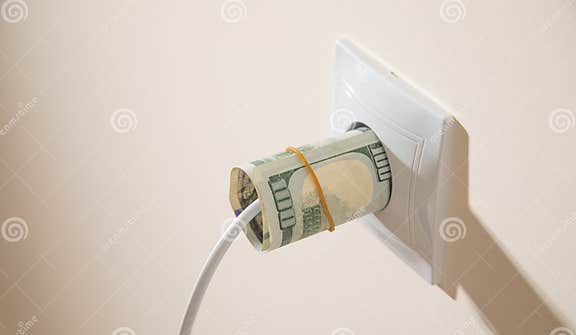 Electric Power Plug and Dollar with a Electric Socket Stock Image ...