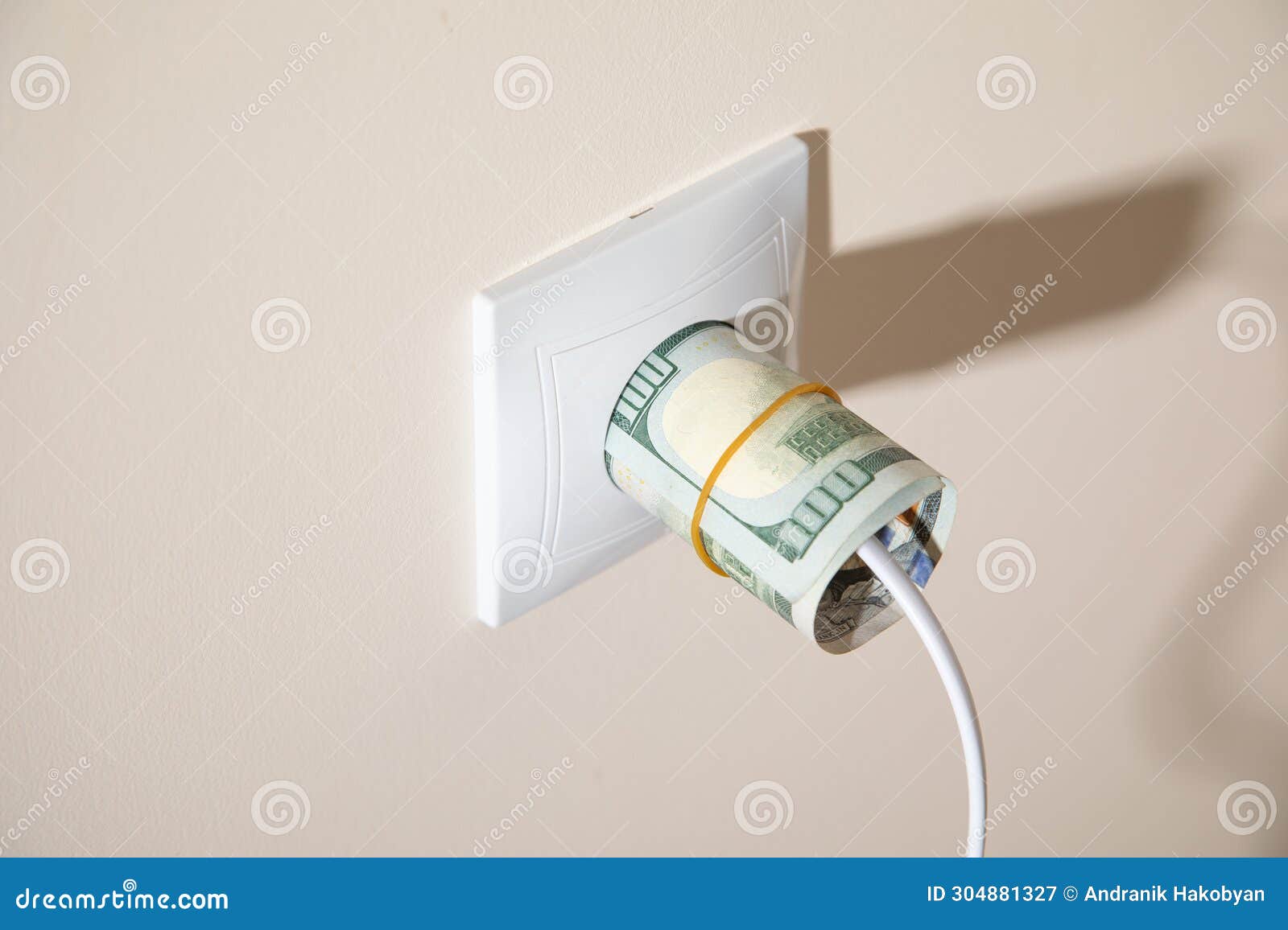 Electric Power Plug and Dollar with a Electric Socket Stock Image ...