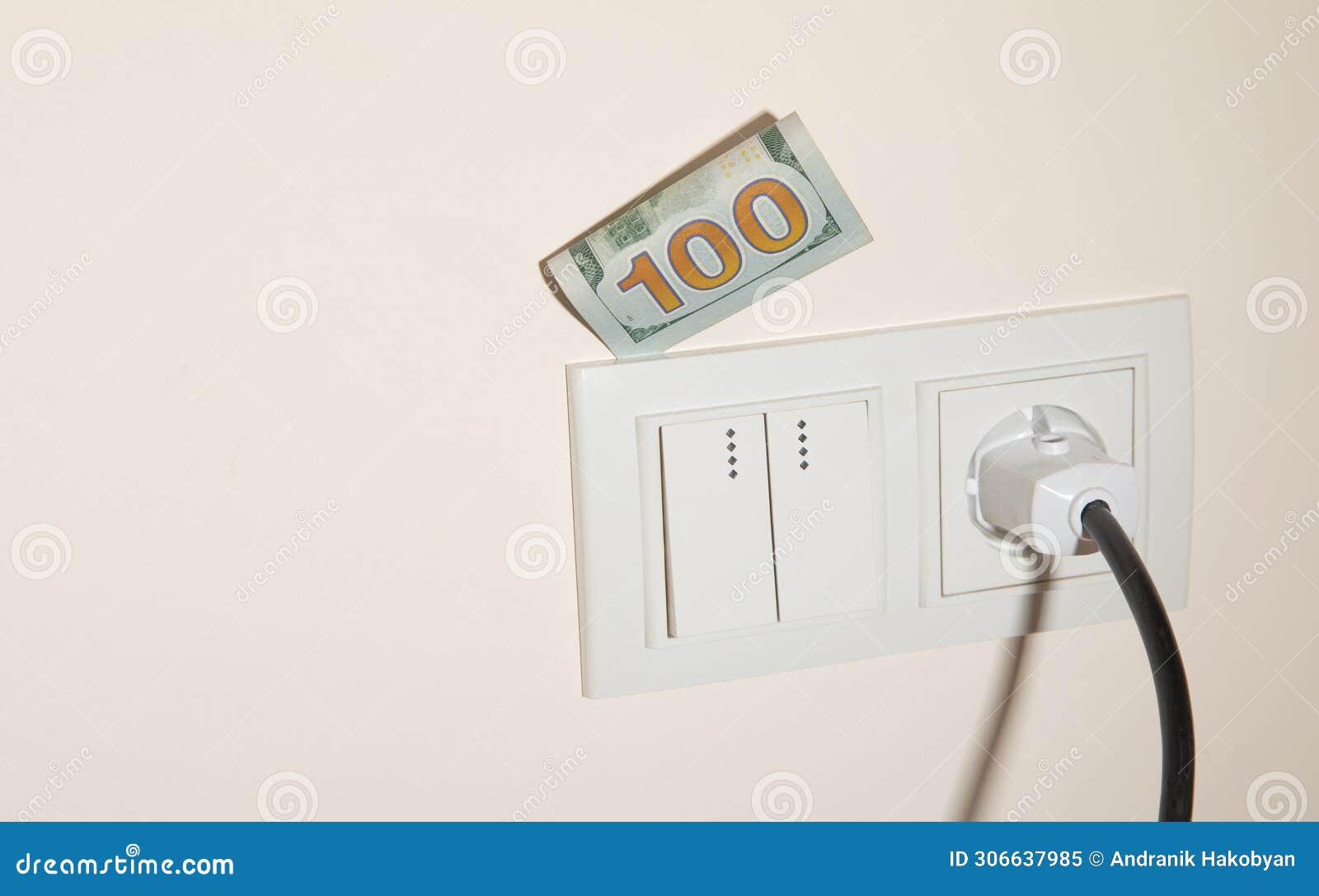 Electric Power Plug and Dollar with a Electric Socket Stock Image ...