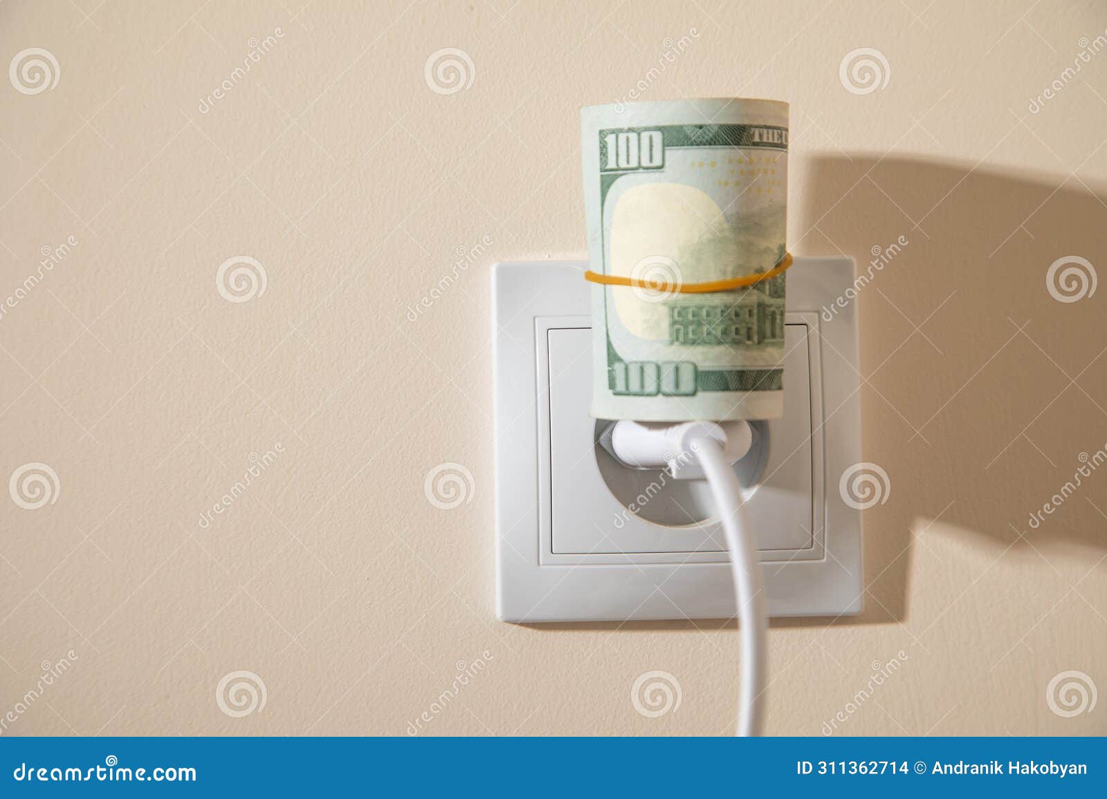 Electric Power Plug and Dollar with a Electric Socket Stock Photo ...
