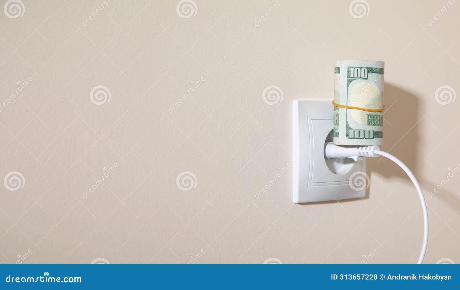 Electric Power Plug and Dollar with a Electric Socket Stock Photo ...