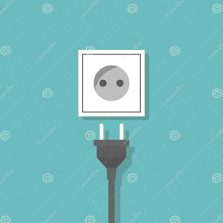 Electric Power Plug with Socket. Vector Illustration Flat Design ...