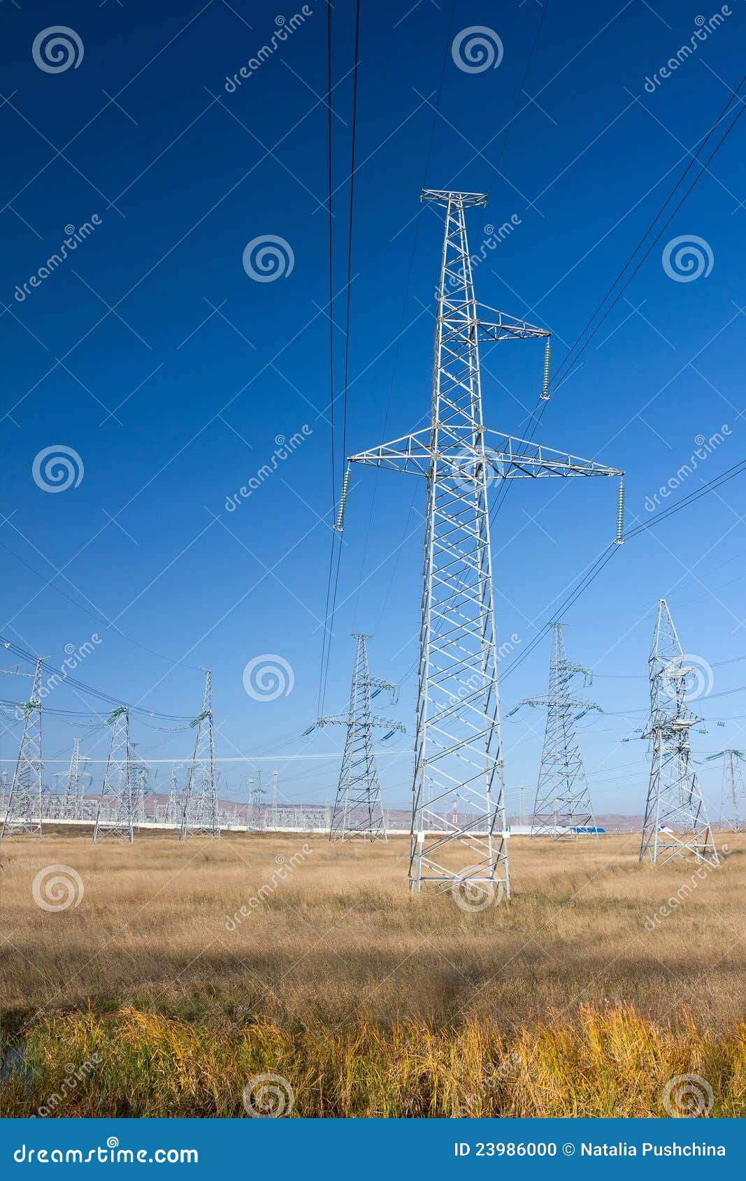 Electric Power Pylon, Power Lines Stock Photo - Image of high, steel ...