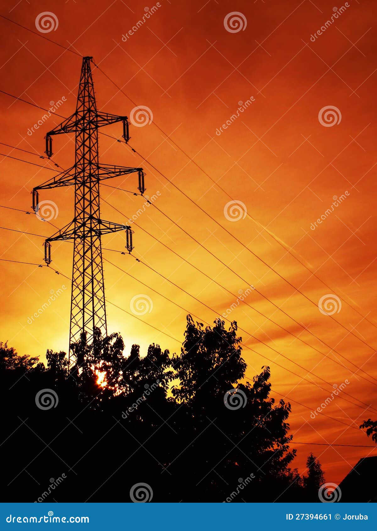 Electric Power Pylon at Sunset Stock Image - Image of modern ...