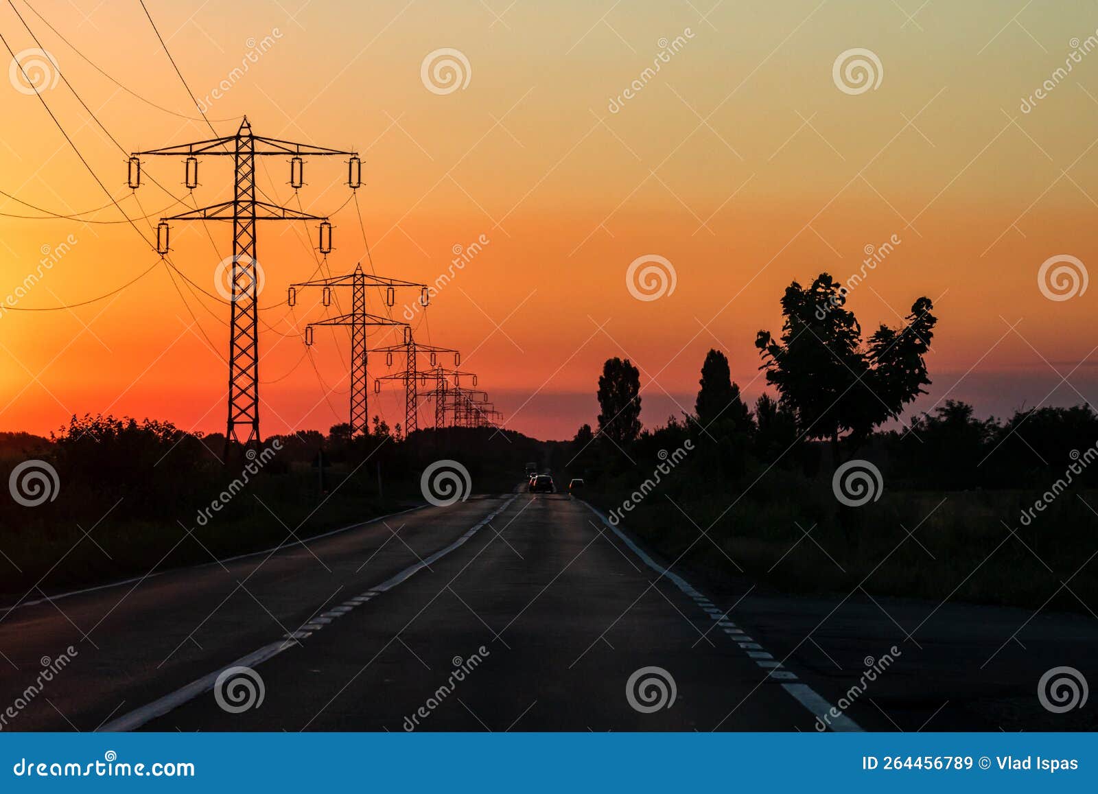 Electric Power Pylon, Electric Tower at Sunset Stock Image - Image of ...