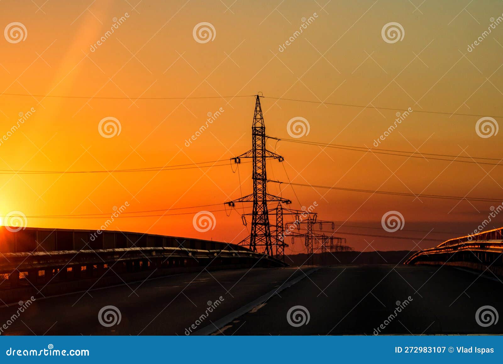 Electric Power Pylon, Electric Tower at Sunset Stock Image - Image of ...