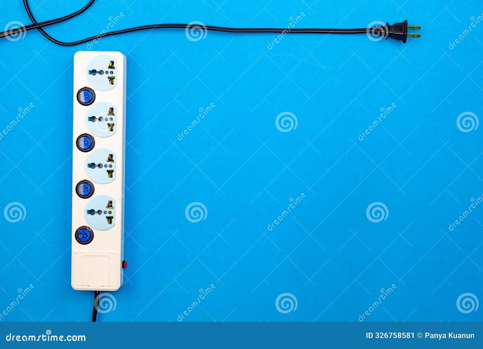 Electric Power Socket and Plug on Blue Paper Background Stock Image ...
