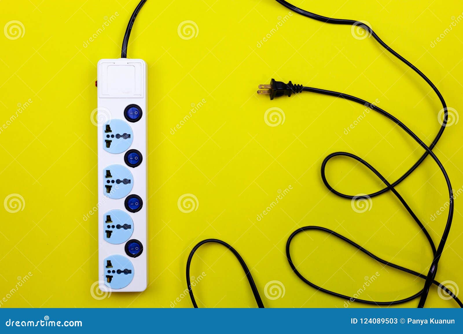 Electric Power Socket and Plug on Yellow Paper Background. Stock Image ...