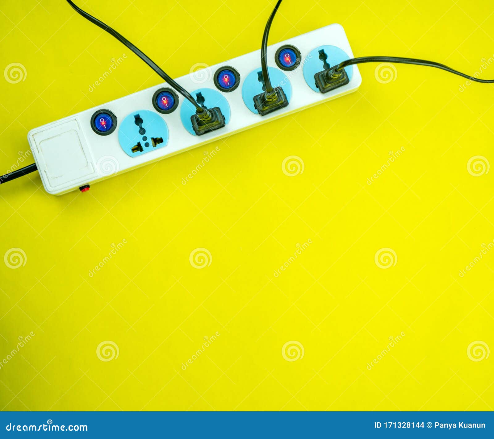 Electric Power Socket and Plug on Yellow Paper Background Stock Photo ...
