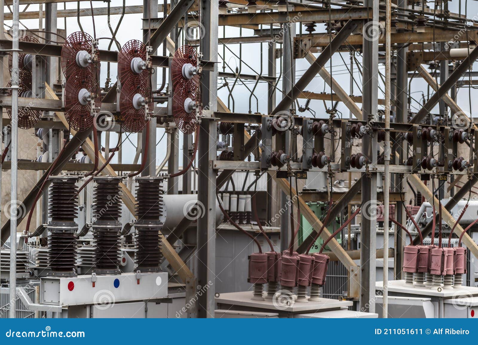 Electric Power Station with Poles Cables and Powerful Transformers ...