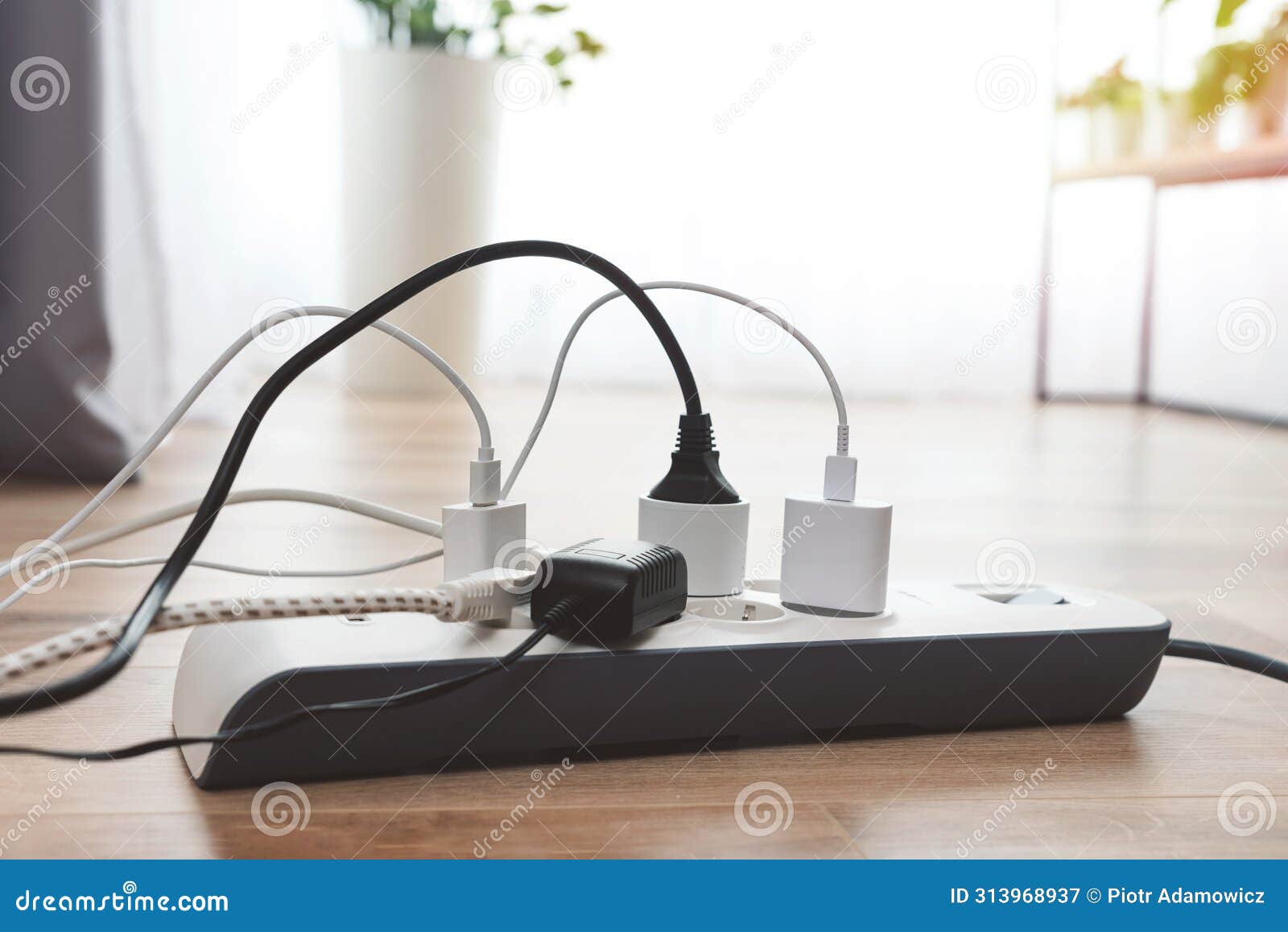 Electric Power Strip. Multiple Devices Connected Stock Image - Image of ...