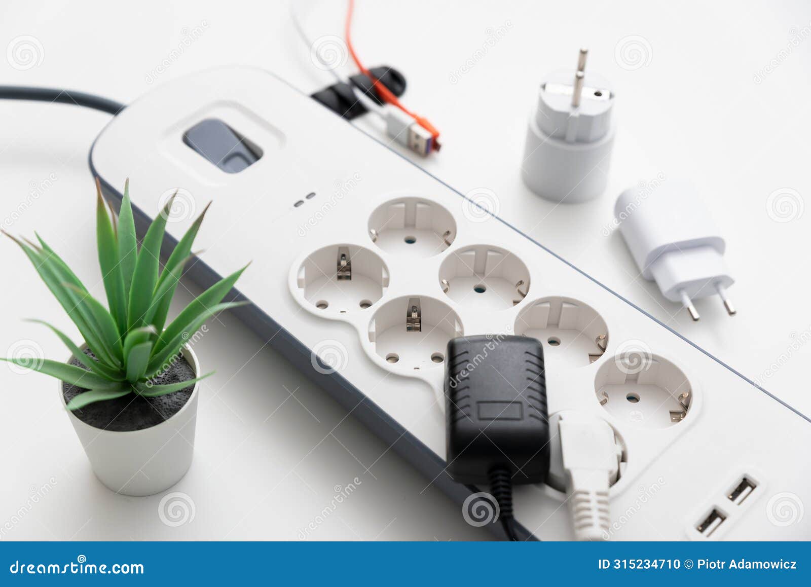 Electric Power Strip. Multiple Devices Connected Stock Photo - Image of ...
