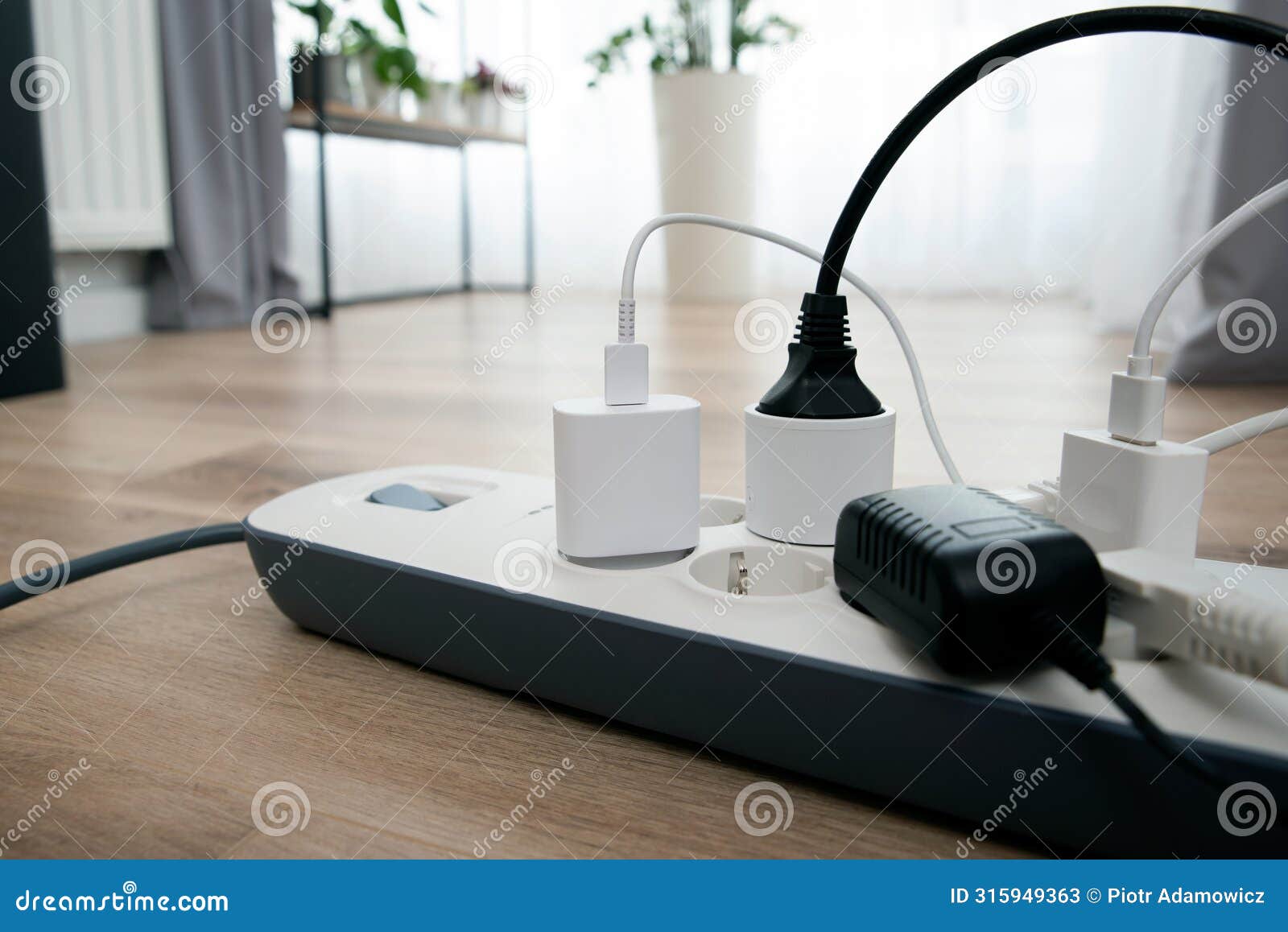 Electric Power Strip. Multiple Devices Connected Stock Image - Image of ...