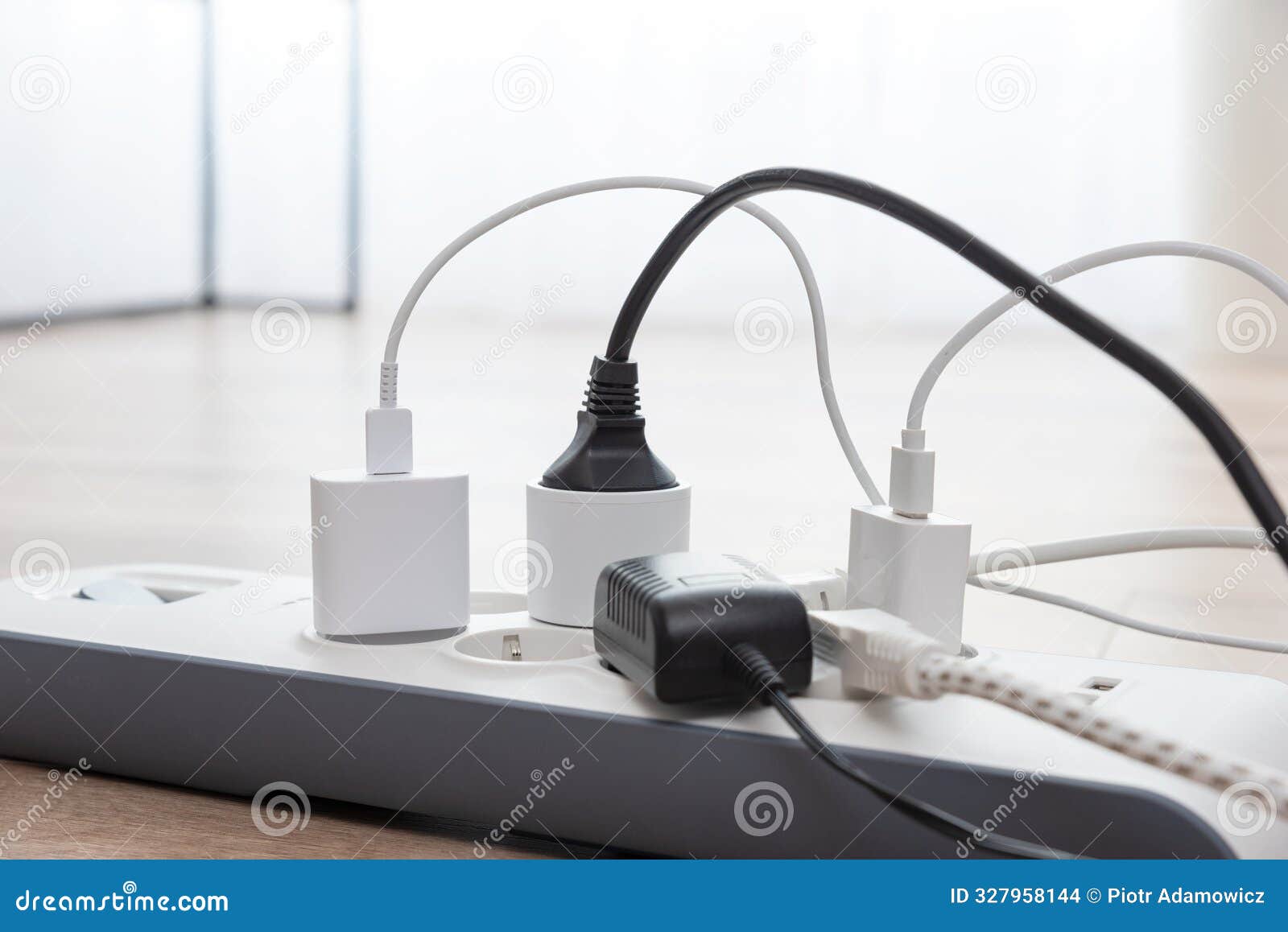 Electric Power Strip. Multiple Devices Connected Stock Photo - Image of ...