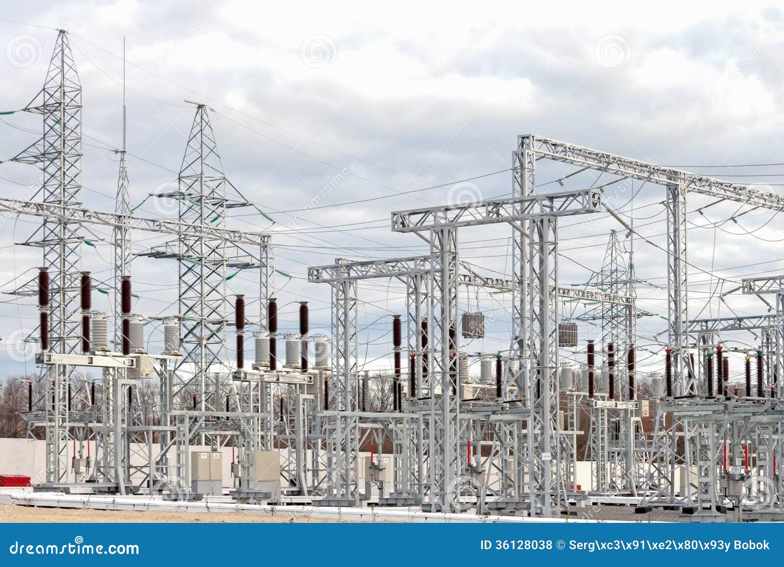 Electric power substation stock photo. Image of steel - 36128038