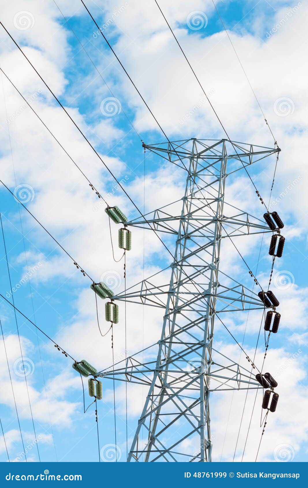 Electric Power Tower in the Blue Sky Stock Image - Image of mast ...